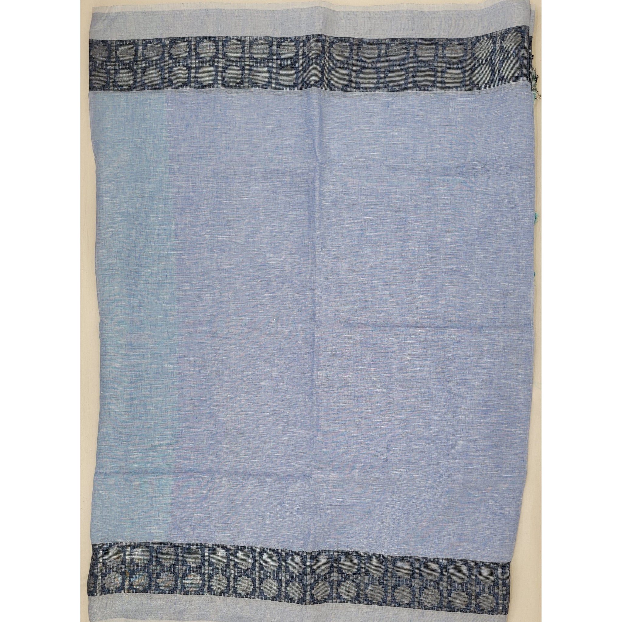 Premium handwoven Linen Jamdani border saree with contract blouse ...