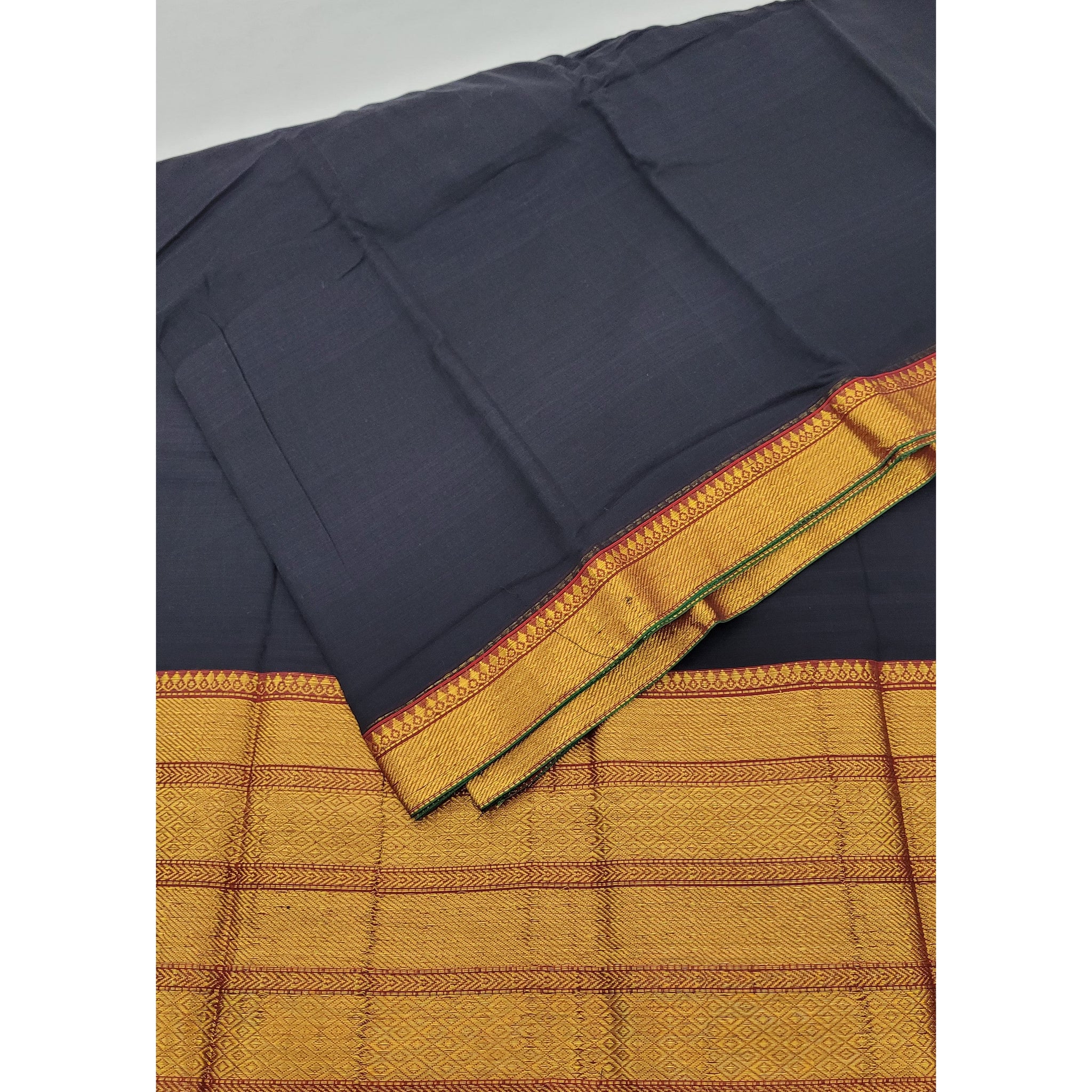 Black Color Narayanpet pure cotton zari border fabric | Vinshika Boutique